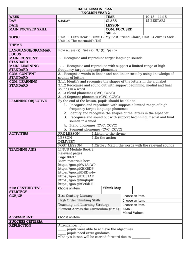 Lesson Plan Work Phonics Y2 | PDF | Lesson Plan | Word