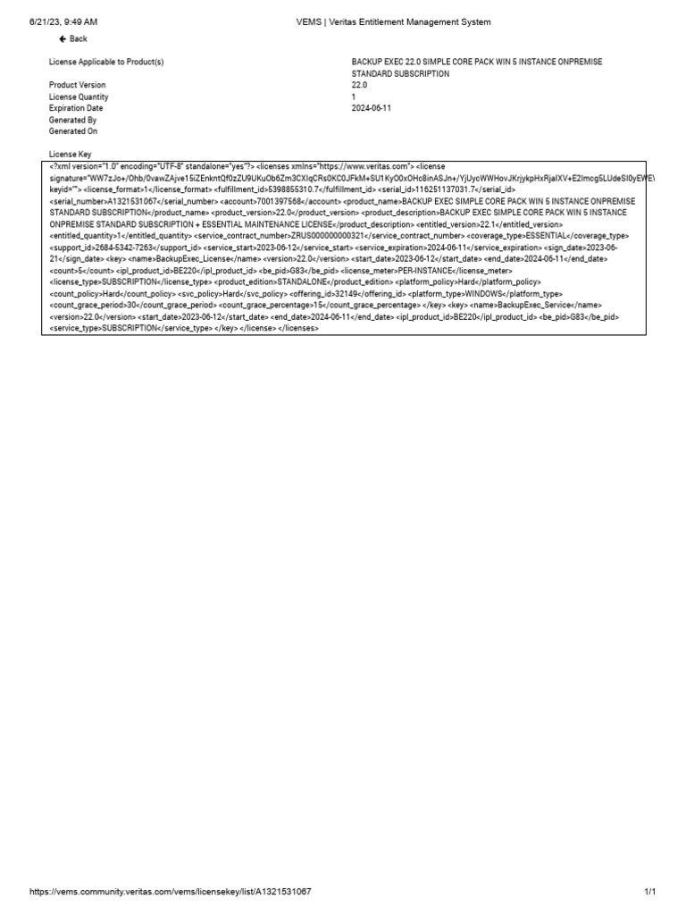 VEMS - Veritas Entitlement Management System | PDF | Backup | Disaster ...