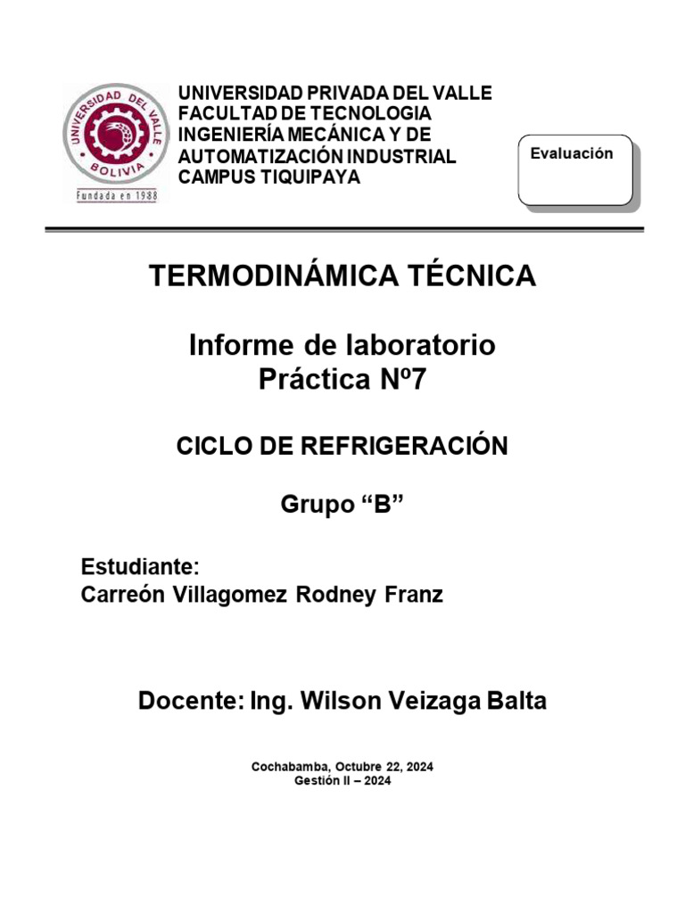 Informe Labo 7 | PDF | Refrigeración | Química Física