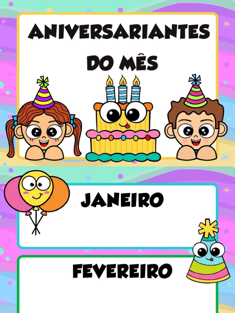 Cartaz de Aniversariantes do Mês | PDF