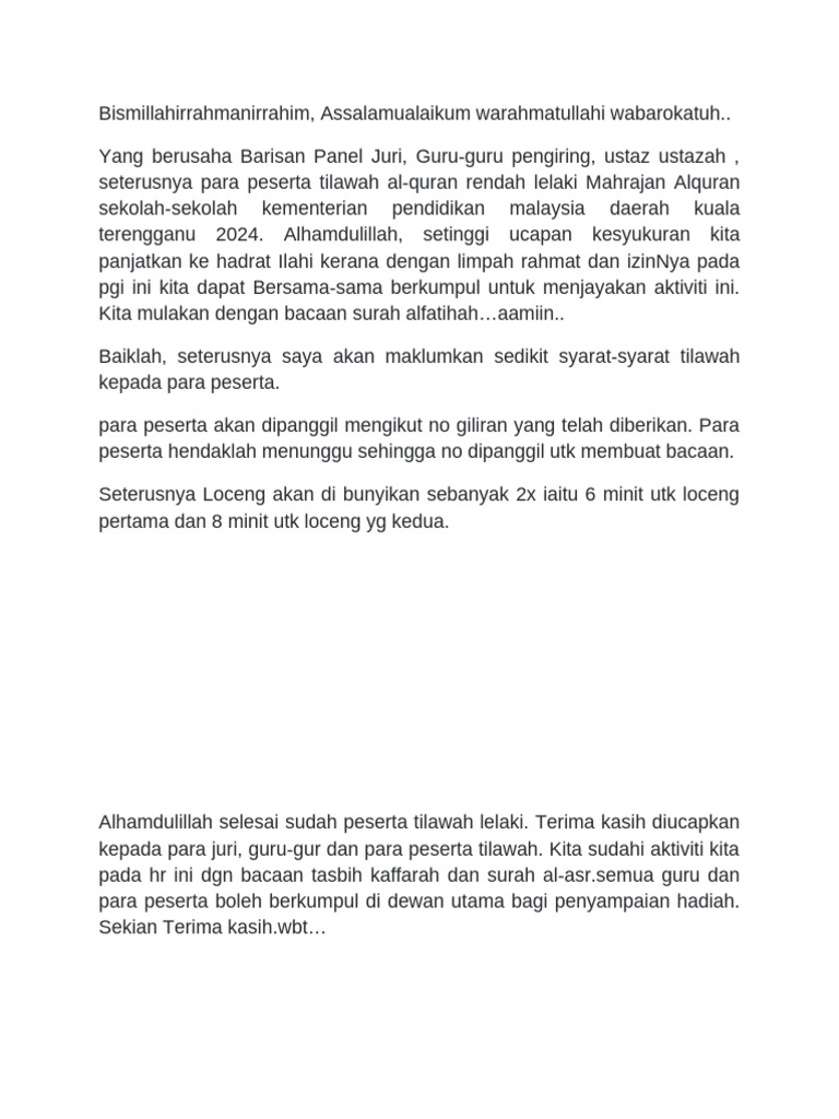 Syarat Tilawah Al-Quran 2024 Kuala Terengganu | PDF