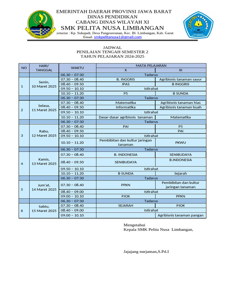 Jadwal Pts | PDF