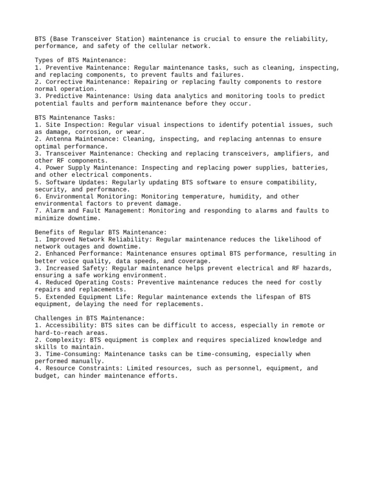Bts Maintenance | PDF