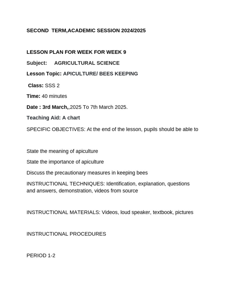 Agric Week 9 SSS 2 2ND Term | PDF
