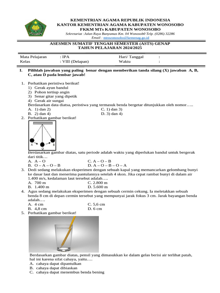 Soal Sts Kelas 8 Paper | PDF