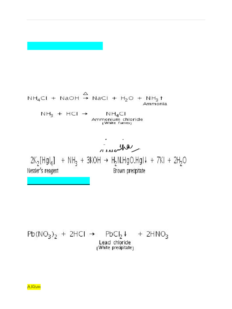 Cbse Practical Salt Analysis Sheet (Cations) | PDF | Precipitation (Chemistry) | Ammonium