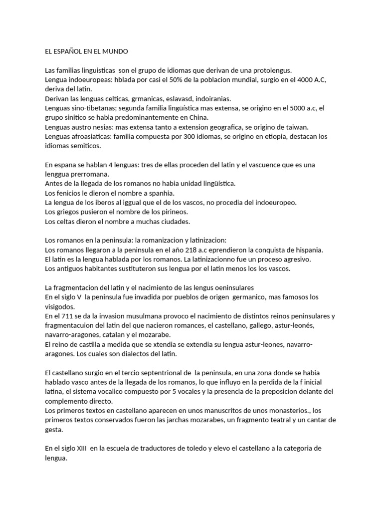 Historia y Diversidad del Español | PDF | Lengua española | latín