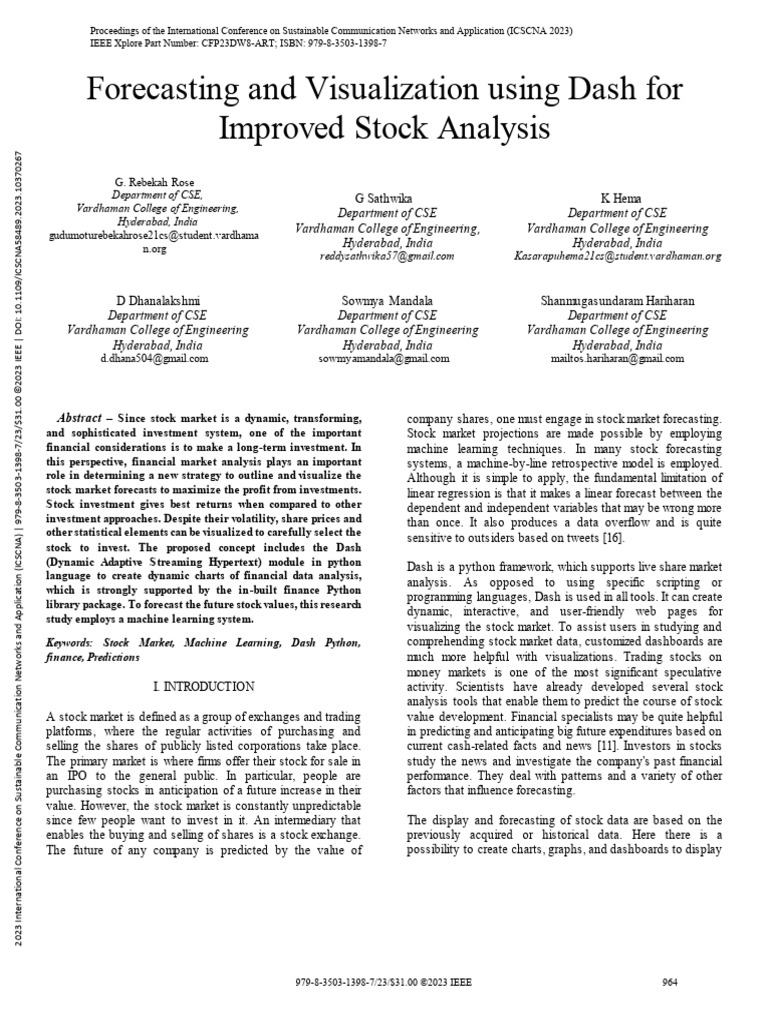 Forecasting and Visualization Using Dash For Improved Stock Analysis | PDF | Support Vector ...