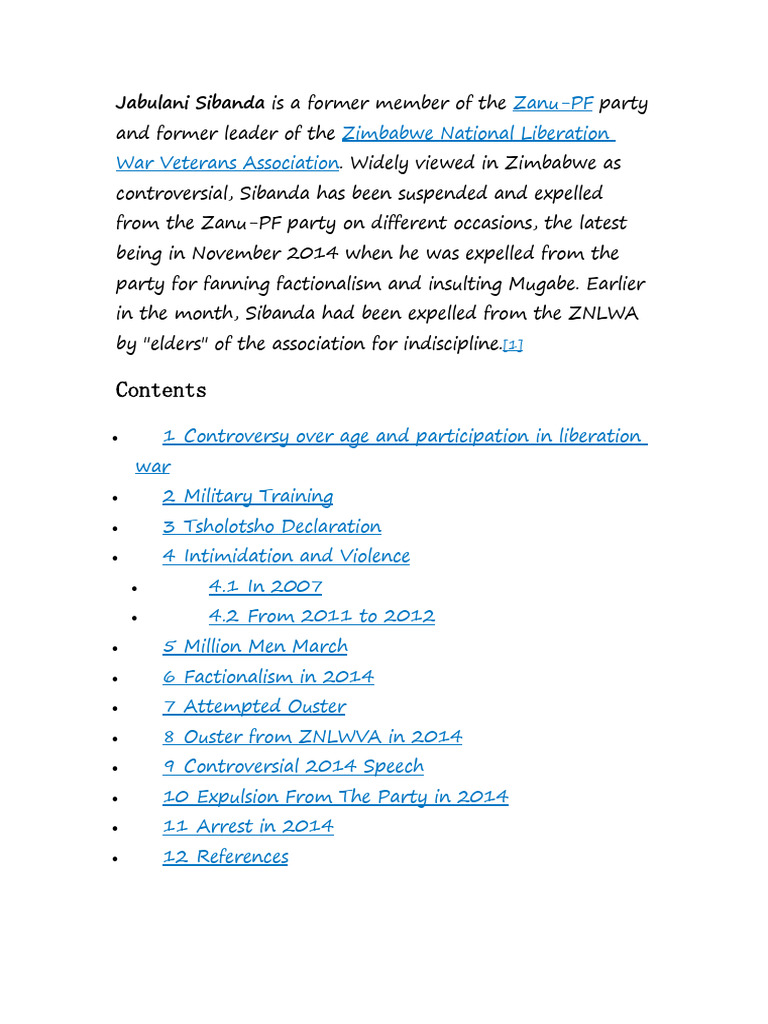 Jabulani Sibanda is a former member of the | PDF | Robert Mugabe ...