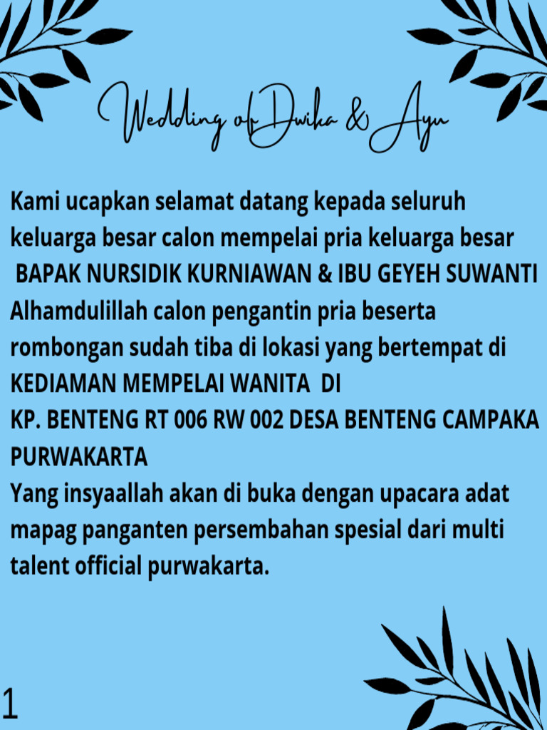 Pernikahan Winda Ayu Lestari dan Dwika | PDF