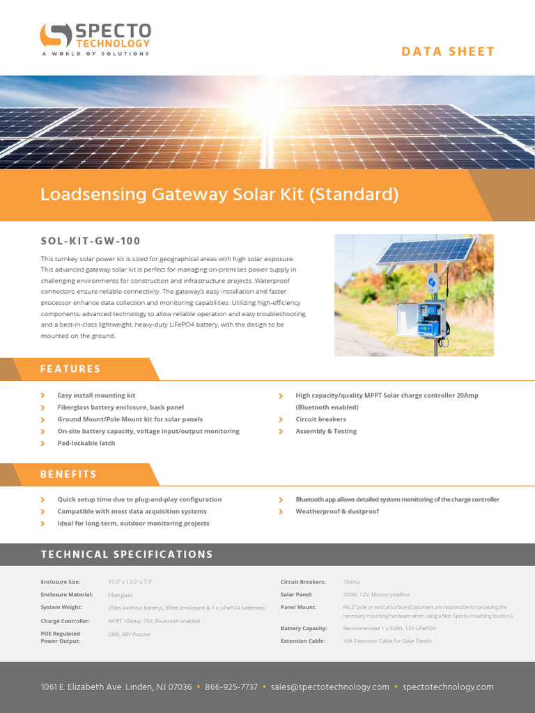 Data-Sheet_SOL-KIT-GW-100-Loadsensing-Gateway-Solar-Kit | PDF | Solar Panel | Power Supply