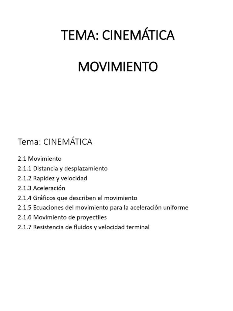 CINEMÁTICA | PDF | Velocidad | Aceleración