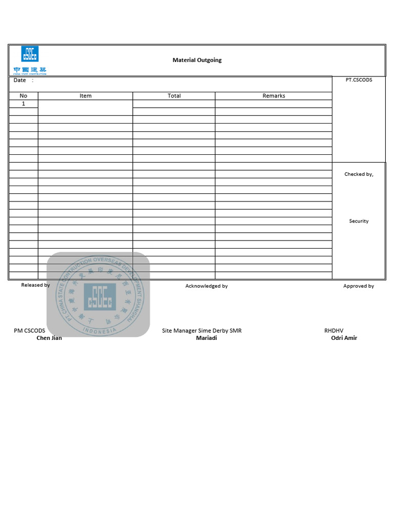 Security Material Outgoing Report | PDF