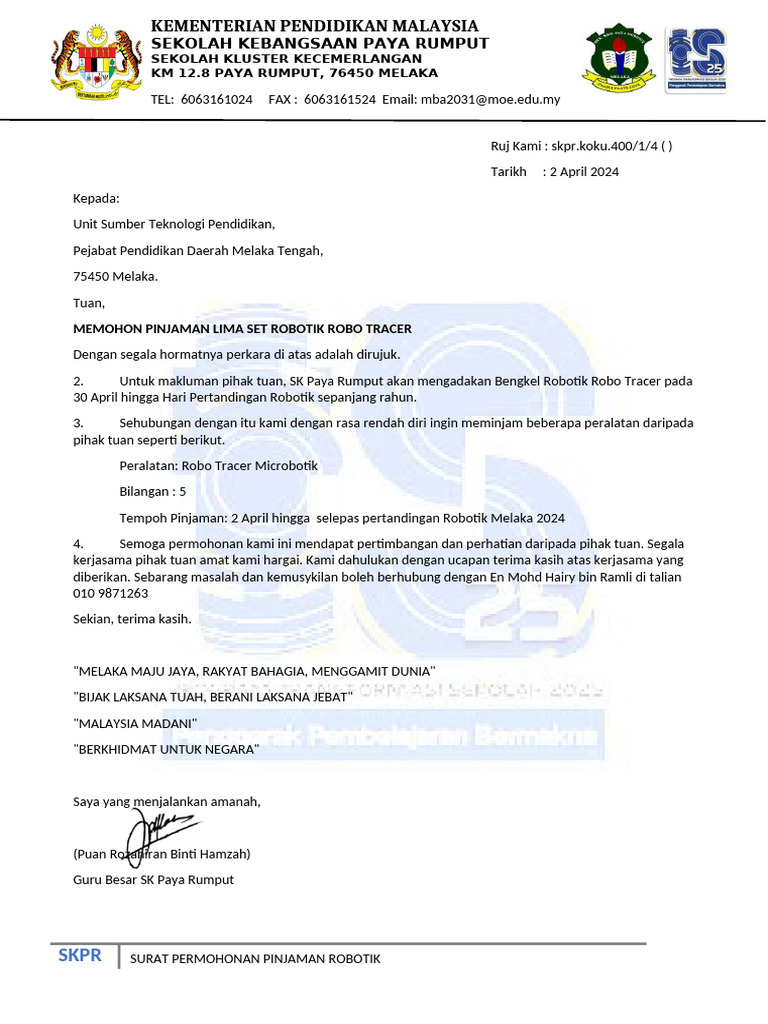 Surat Permohonan Robo Tracer Microbotik | PDF