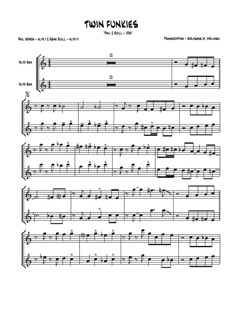 Phil Woods Solo & Gene Quill Solo - Twin Funkies (Phil & Quill) | PDF