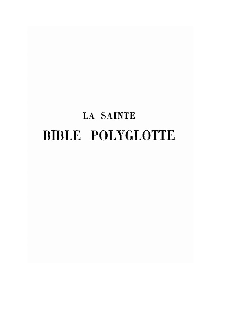 La Sainte Bible Polyglotte IIA | PDF