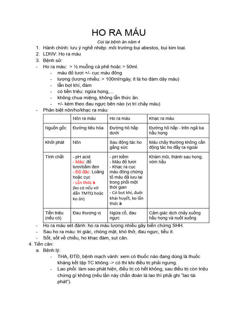 Ho Ra Máu - K | PDF