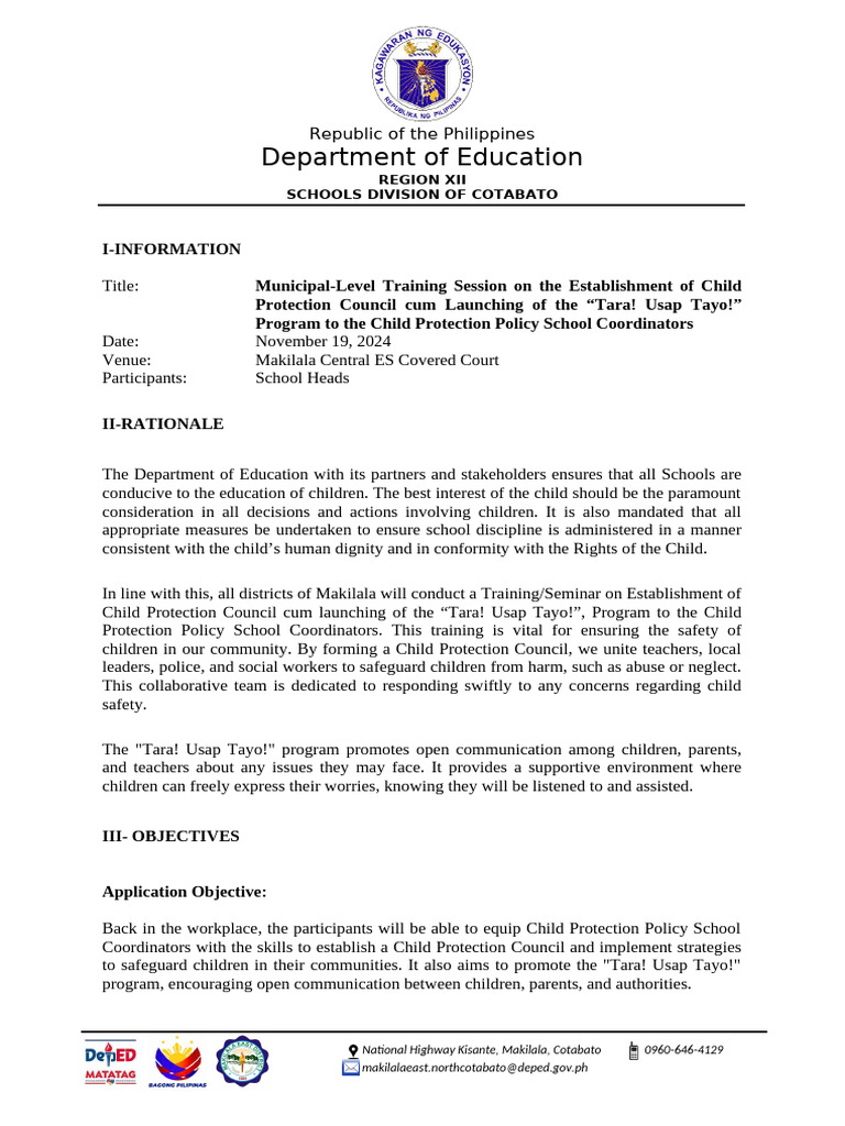 Training Proposal - Child Protection Policy | PDF | Child Protection ...