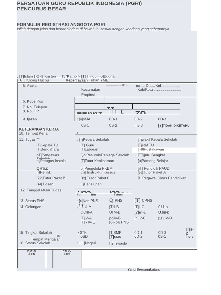 Form Pgri | PDF