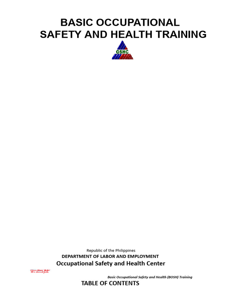 BOSH Training Narrative Handout | PDF | Occupational Safety And Health ...