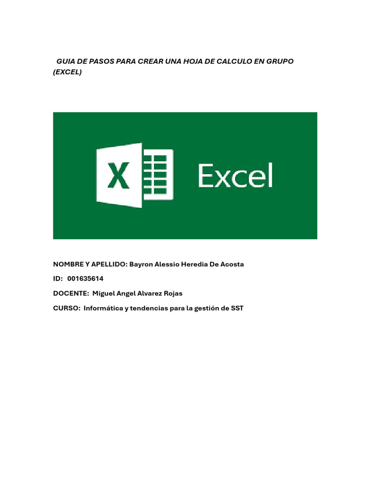 Guia de Pasos para Crear Una Hoja de Calculo en Grupo Excel | PDF