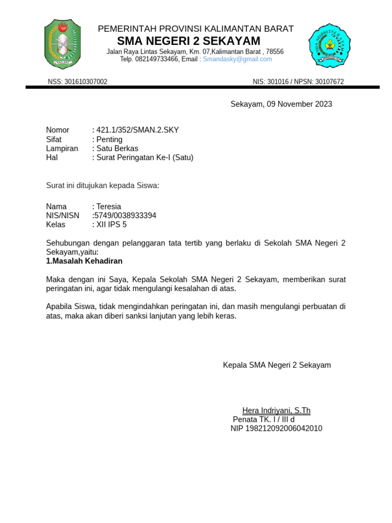 34.surat Peringatan | PDF