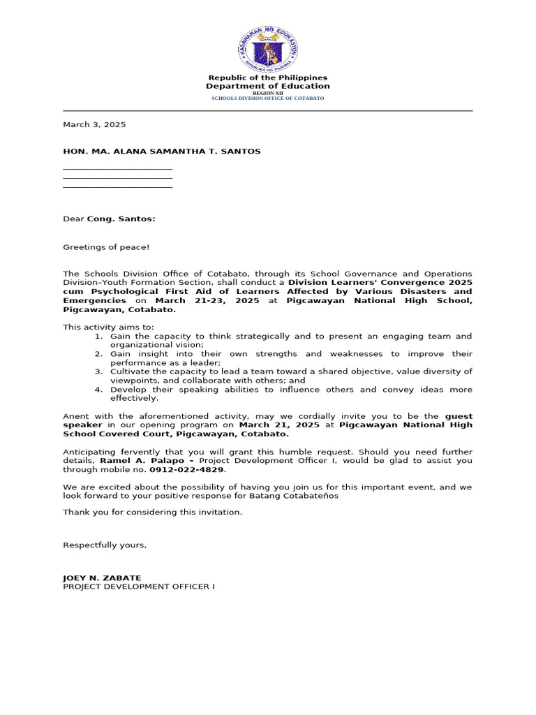 LearnCon Speakers Letter of Invitation | PDF