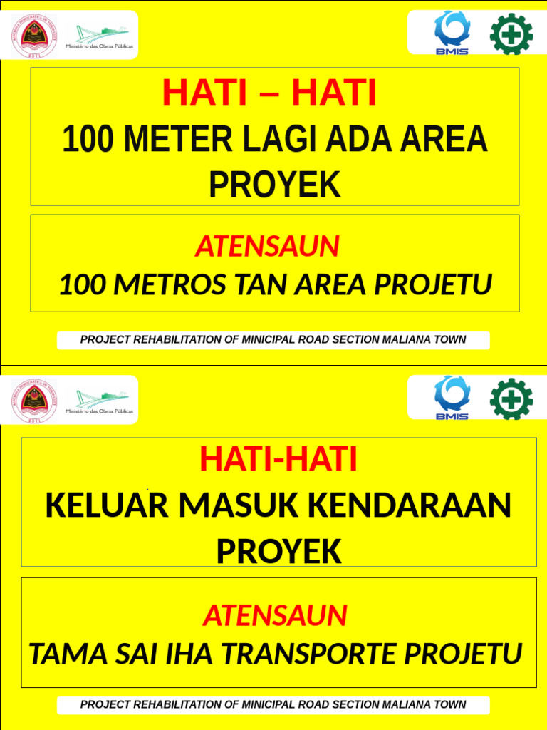Rambu Keselamatan Proyek Jalan Maliana | PDF