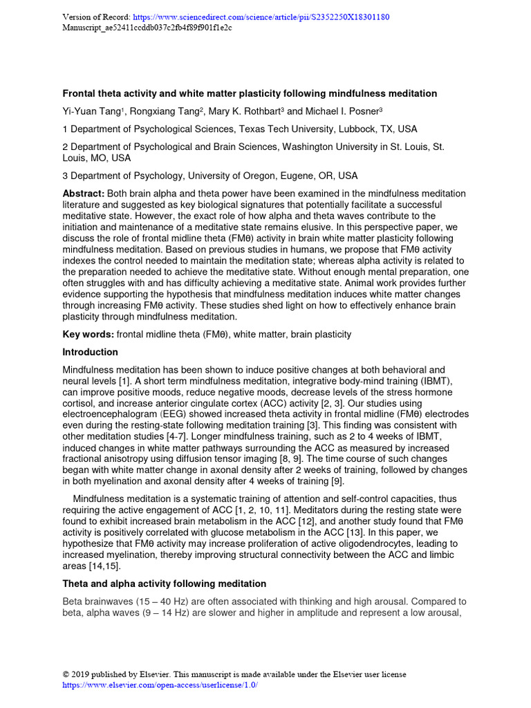 Frontal Theta Activity and White Matter Plasticity Following ...