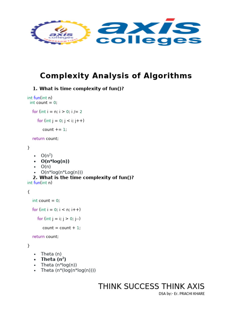 Complexity Analysis of Algorithms--P.R.K | PDF | Time Complexity | Mathematics