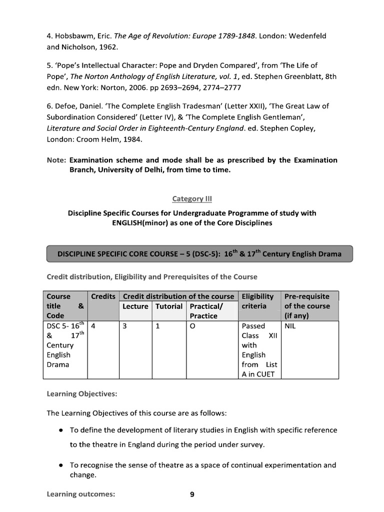 Semester II - English Minor Syllabus | PDF