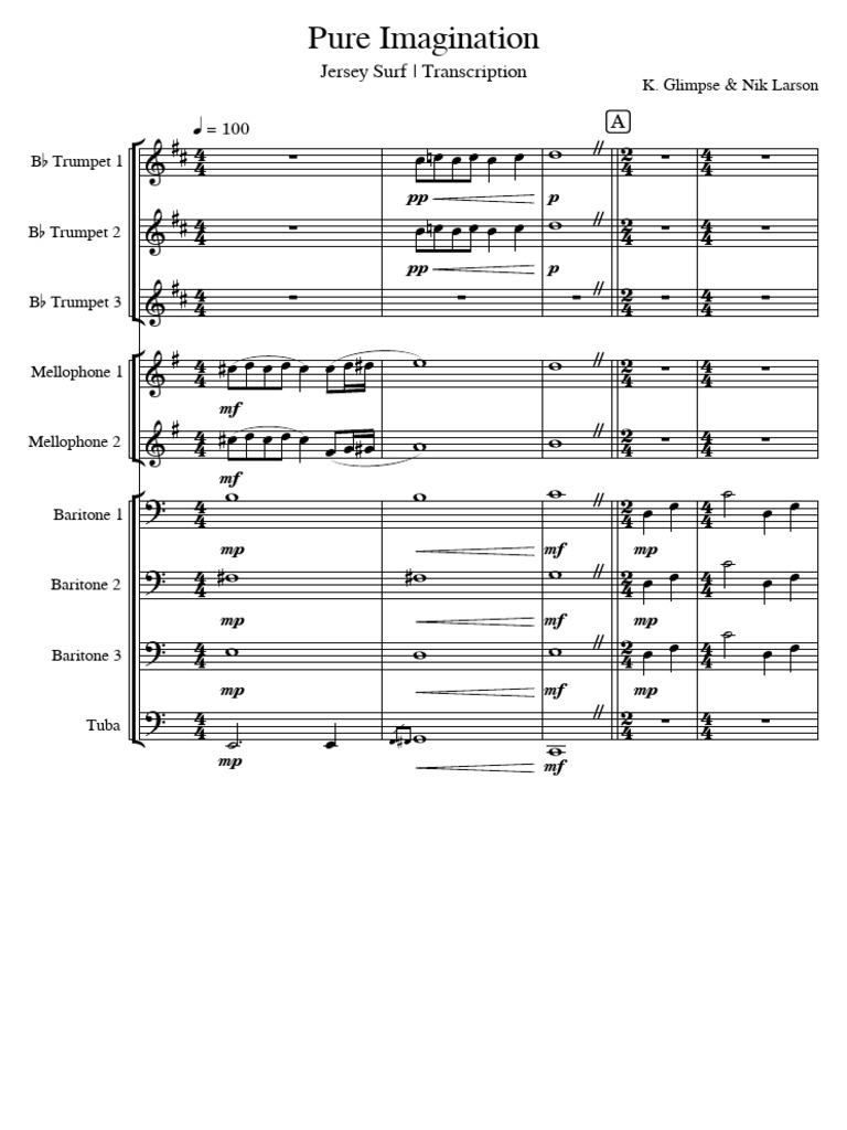 Pure Imagination - Jersey Surf Transcription | PDF
