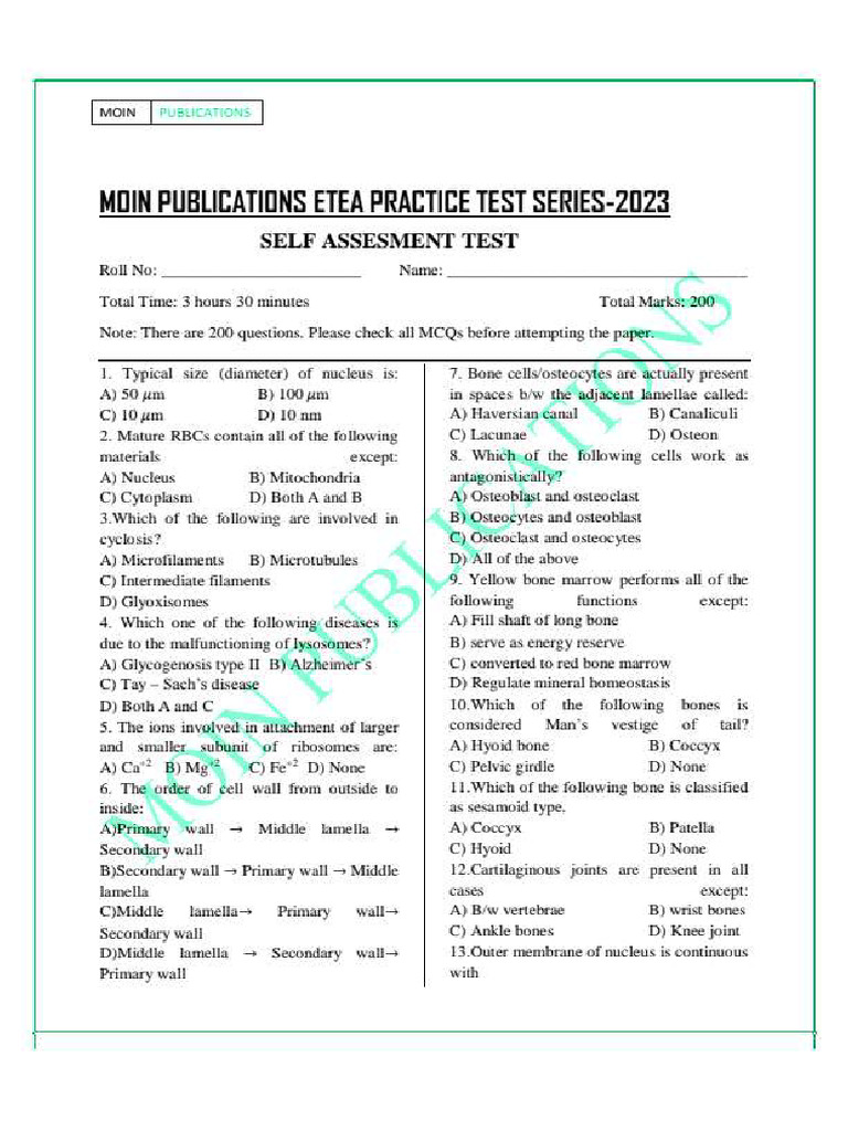 Moin Publication Etea Test 8 July | PDF
