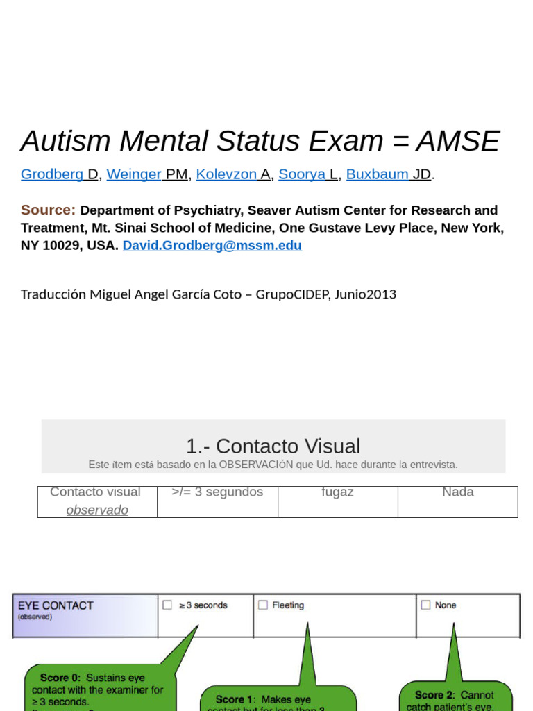Autism Mental Status Exam | PDF | Dolor