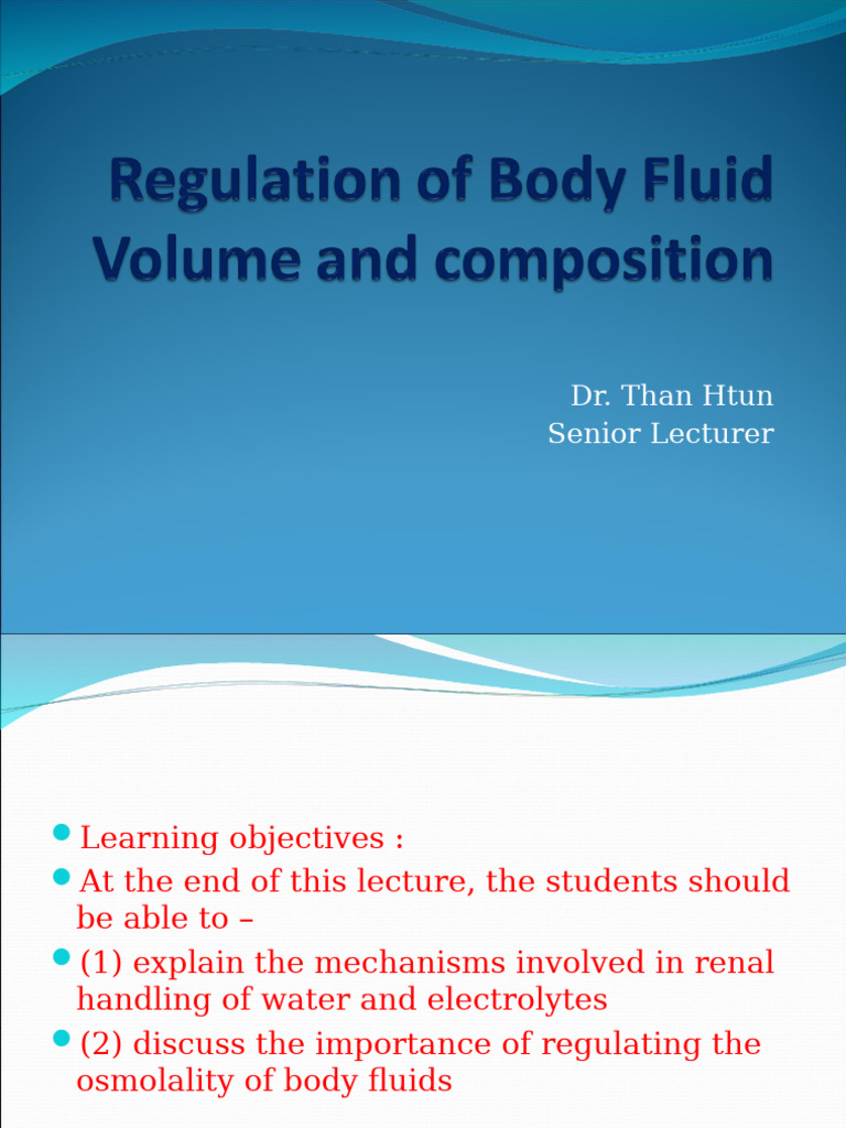PL3 Regulation of Body Fluid Volume & Composition | PDF | Kidney | Angiotensin