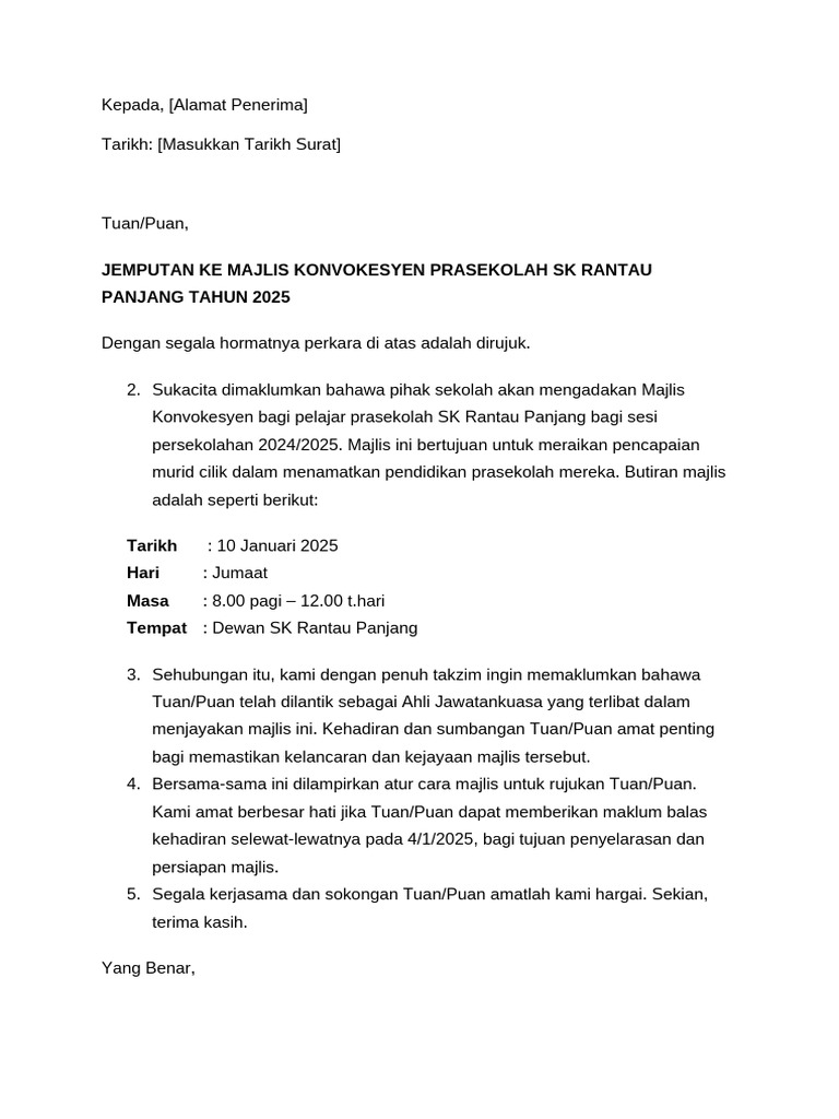 Surat Jemputan AJK | PDF