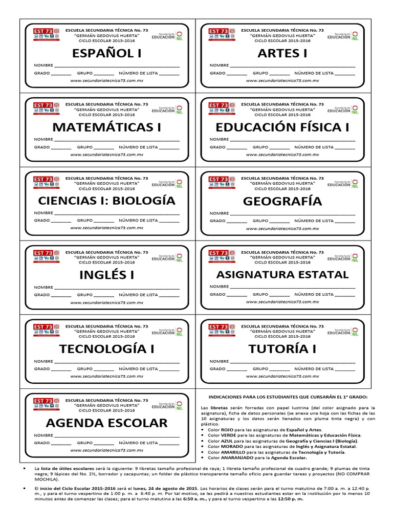 Ilide - Info Etiquetas para Libretas 1 Grado PR | PDF | Educación ...