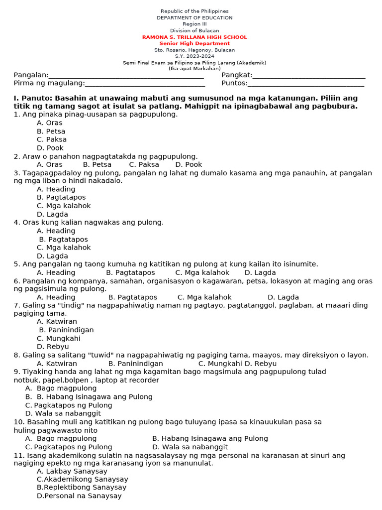 Semi Finals Sa FSPL - Akademik | PDF