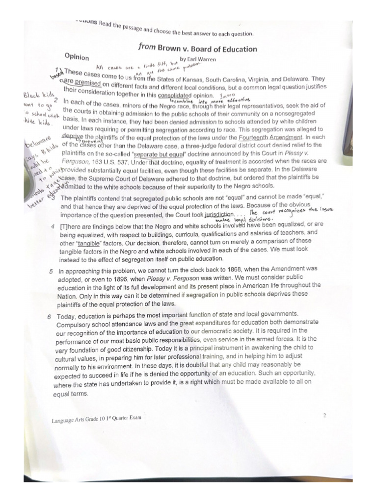 From Brown v. Board of Education | PDF