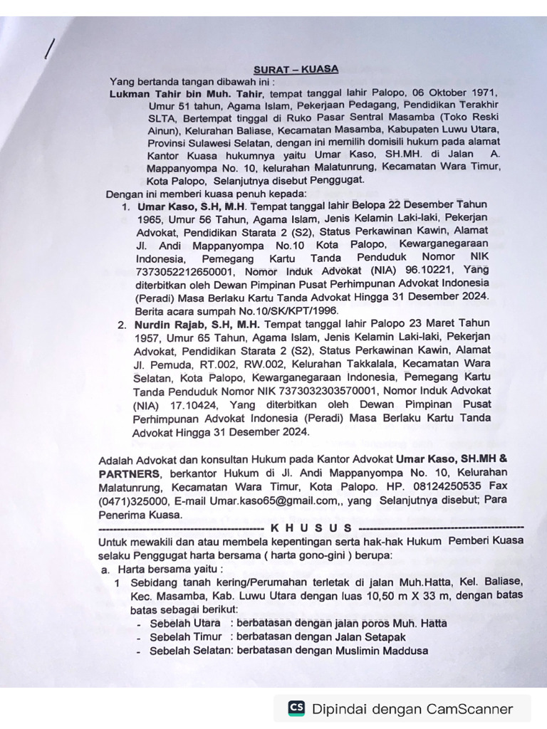 Surat Kuasa Lukman | PDF