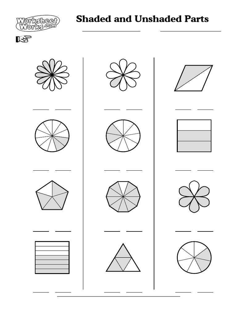 WorksheetWorks Shaded and Unshaded Parts 1 | PDF