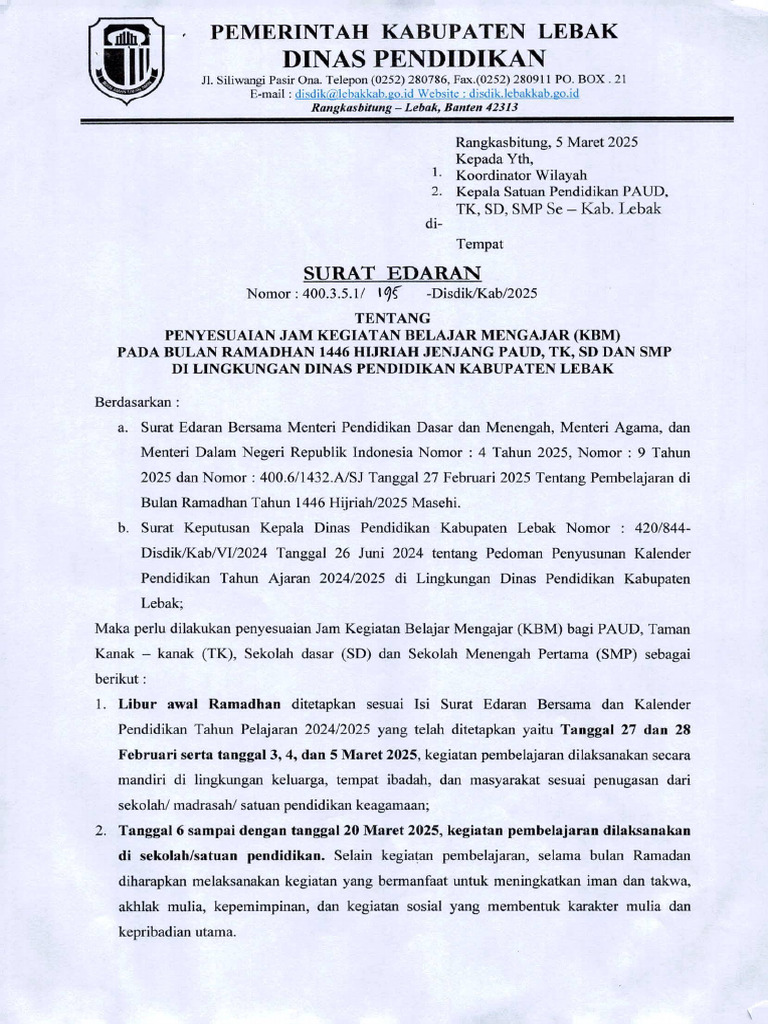 2. SE PENYESUAIAN KBM RAMADHAN 1446 H OK | PDF