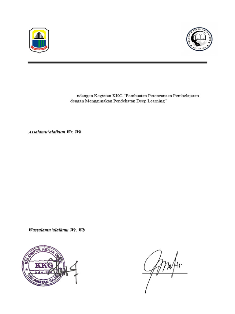 Surat Undangan Pembuatan Perencanaan Pembelajaran Deep Learning | PDF