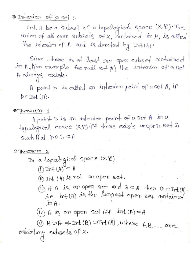 Topology (Interior of A Set, Mappings) | PDF