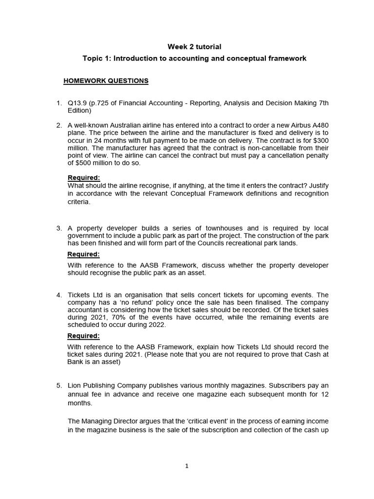 Topic 1 (Week 2) Tutorial Questions | PDF | Subscription Business Model | Income