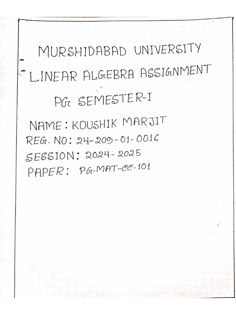 Linear Algebra Assignment | PDF