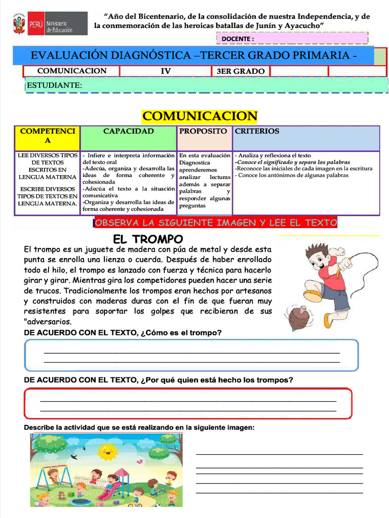 pdf-evaluacion-diagnostica-3er-grado-primaria-2024_compress | PDF ...