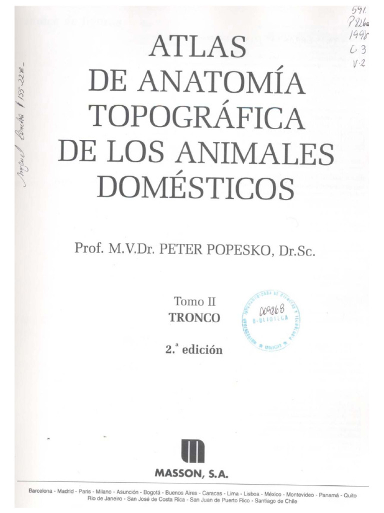 T2 Peter Popesko Atlas de Anatomia Topografica de Los Animales ...