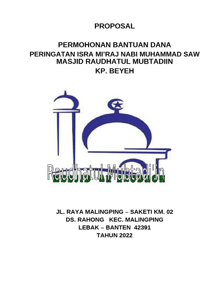 Cover Proposal Masjid RM | PDF