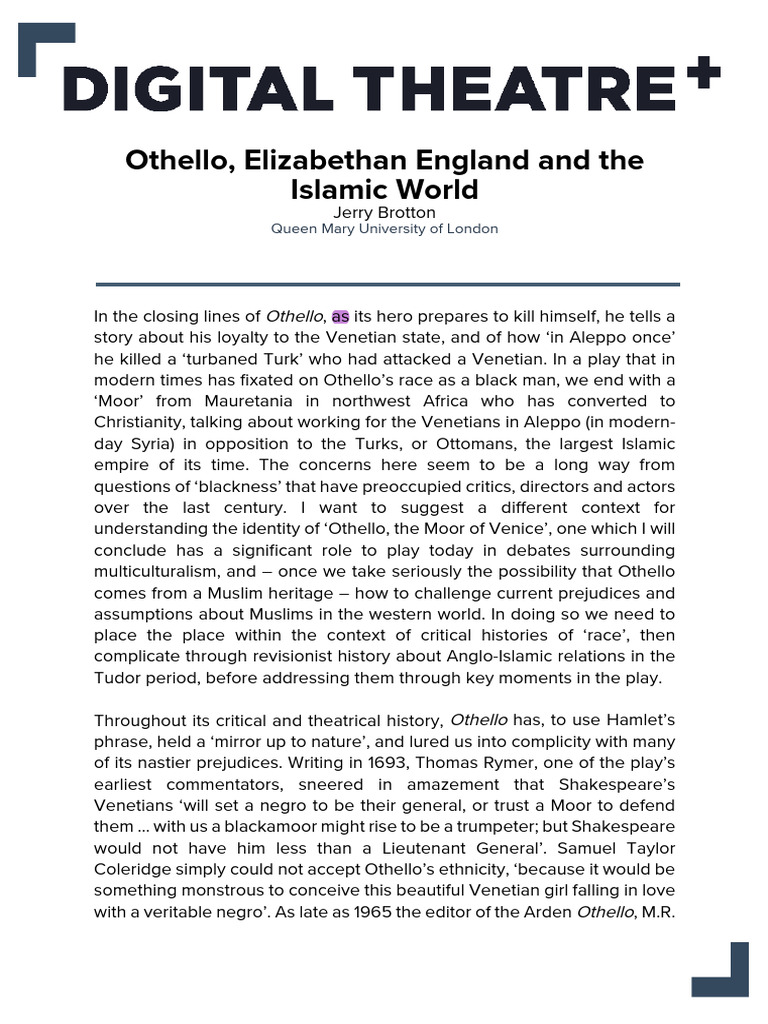 Othello's Muslim Identity in Context | PDF | Othello | Iago